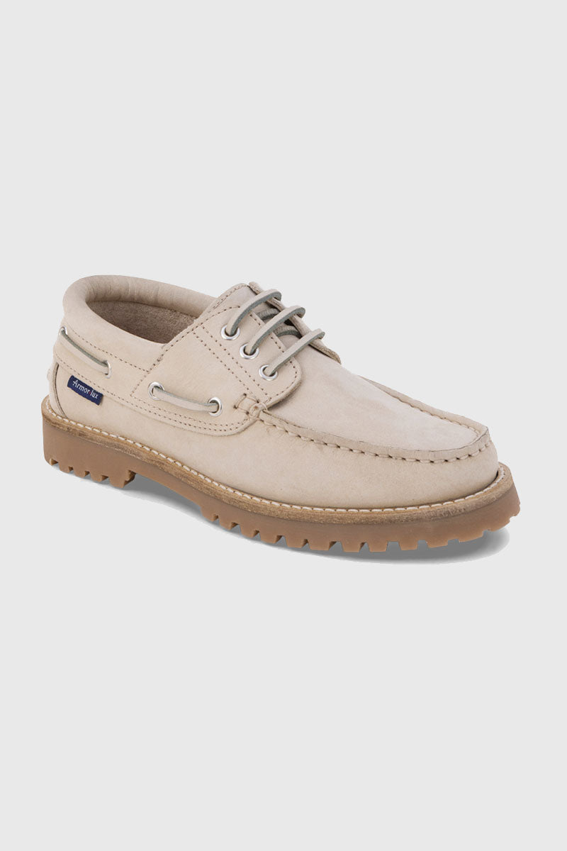 Chaussures bateau Fregate - cuir - Femme - Crème – Armor-lux