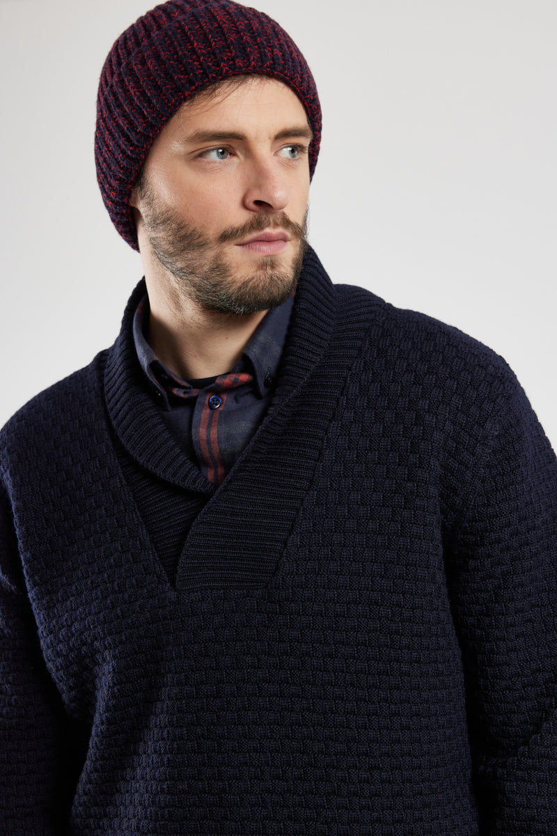 Beanie - wool - Men - Mouliné Navire/Cardinal – Armor-lux