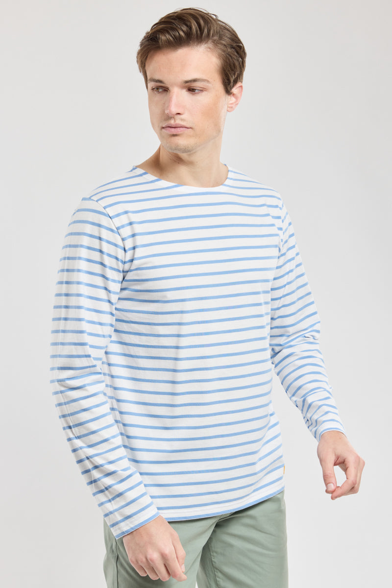 Marinière Plozévet - coton léger - Homme - Milk/Flax Blue – Armor-lux