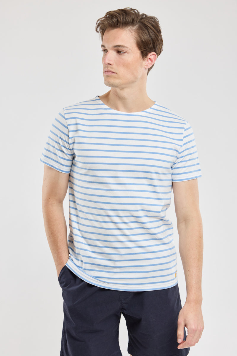 Marinière manches courtes - coton léger - Homme - Milk/Flax Blue ...