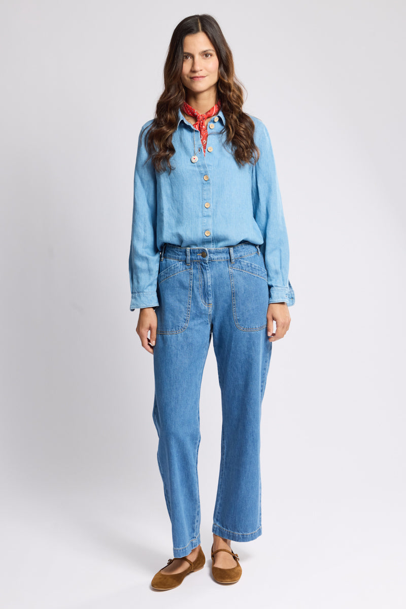 Elastic waist jeans - cotton - Women - Bleach – Armor-lux