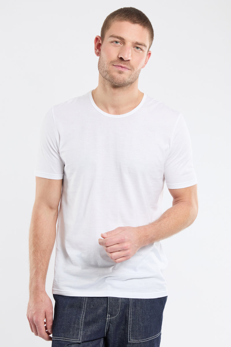 Crew neck T-shirt - lightweight organic cotton - Men - Blanc – Armor-lux