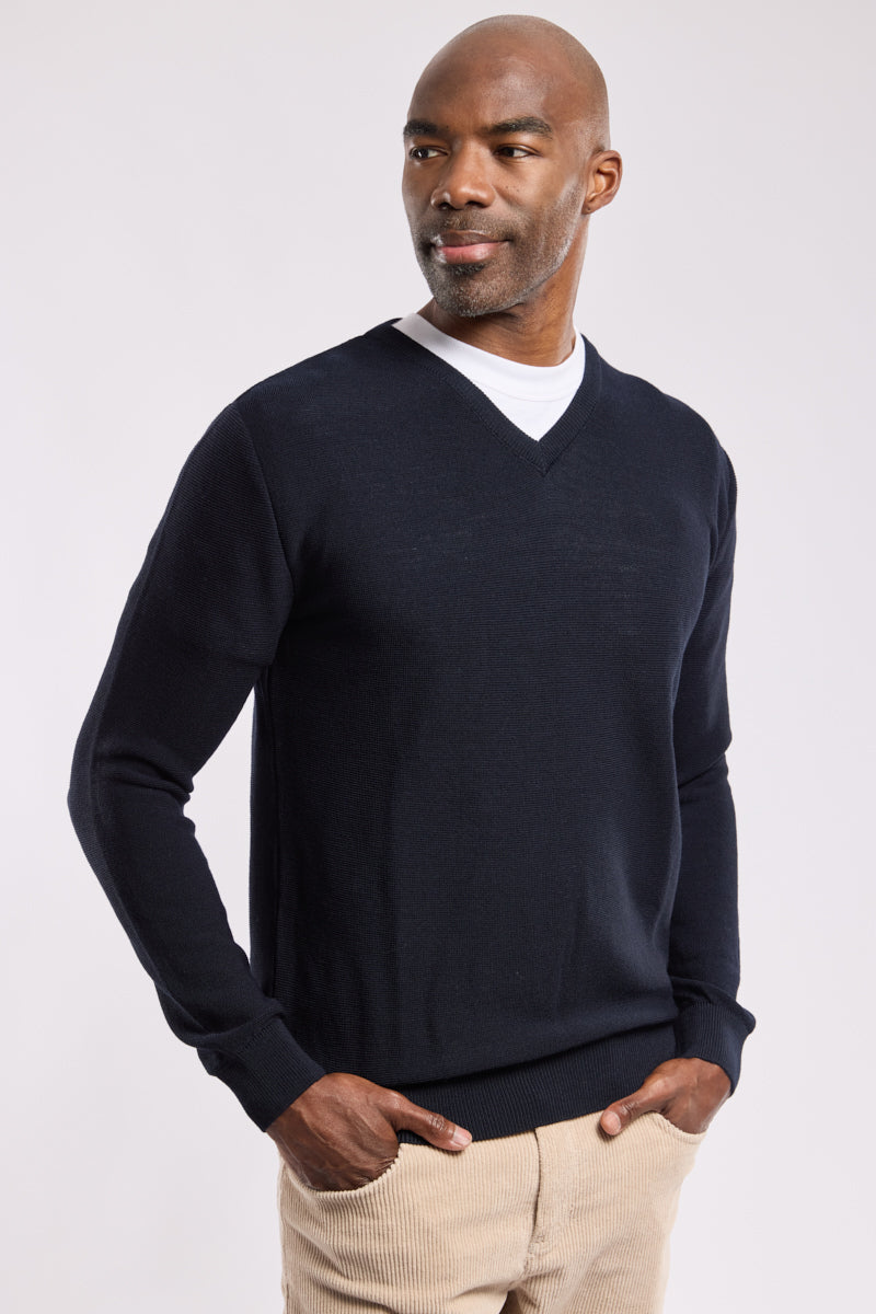 Bérac V-neck jumper – merino wool - Men - AMIRAL – Armor-lux