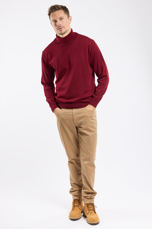 Bérac roll-neck jumper – merino wool - Men - BORDEAUX – Armor-lux