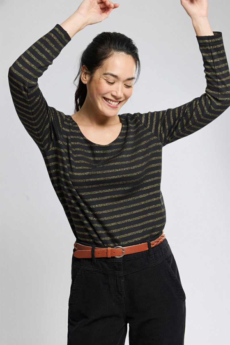 Andrea sequin Breton top - Women - Noir/dore – Armor-lux